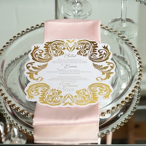 Gold Foil Menu / White and Gold Foil Menu/ Die Cut Menu / Luxury Menu ...