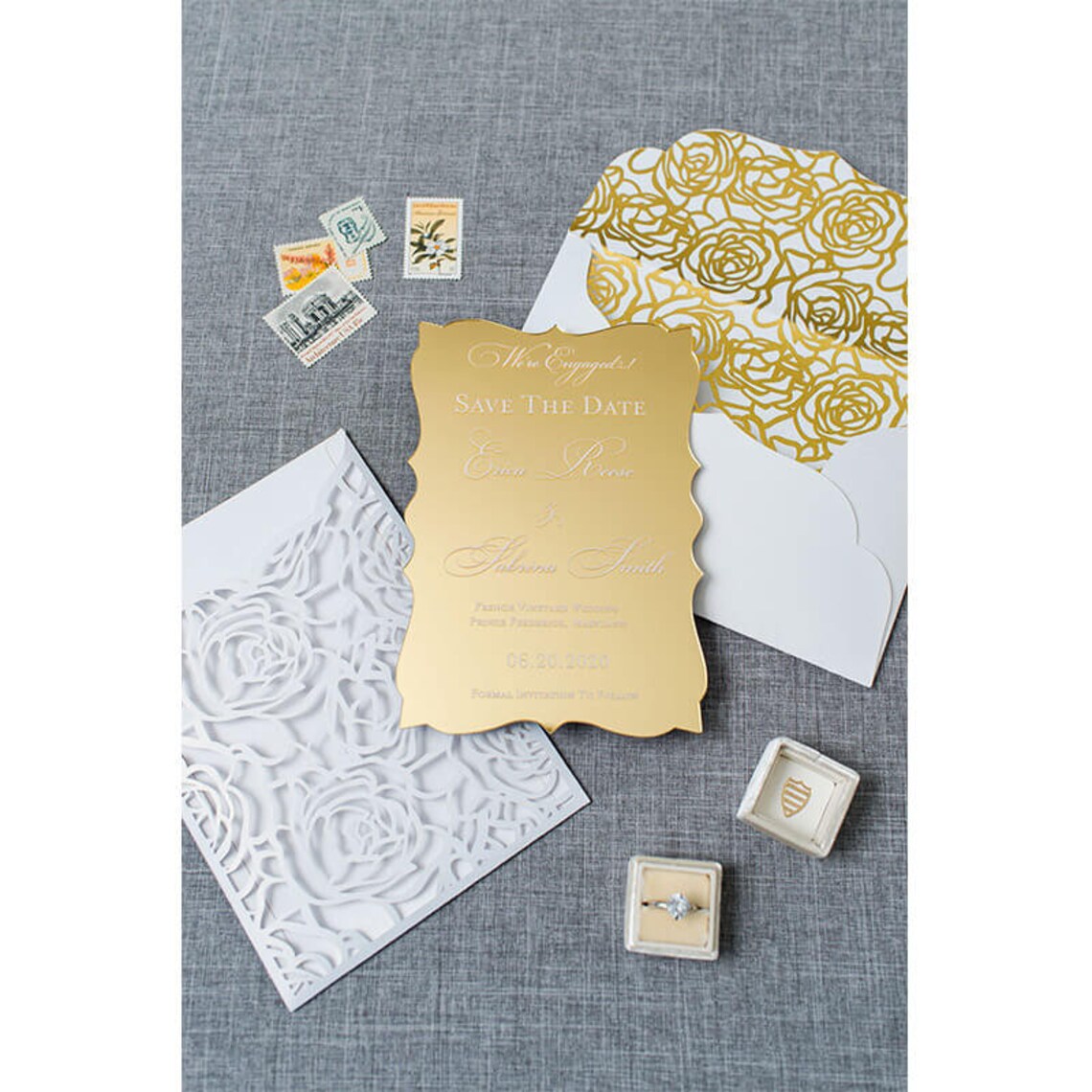 Elegant Envelope/acrylic Envelope/thick Envelope/ Gold Foil - Etsy