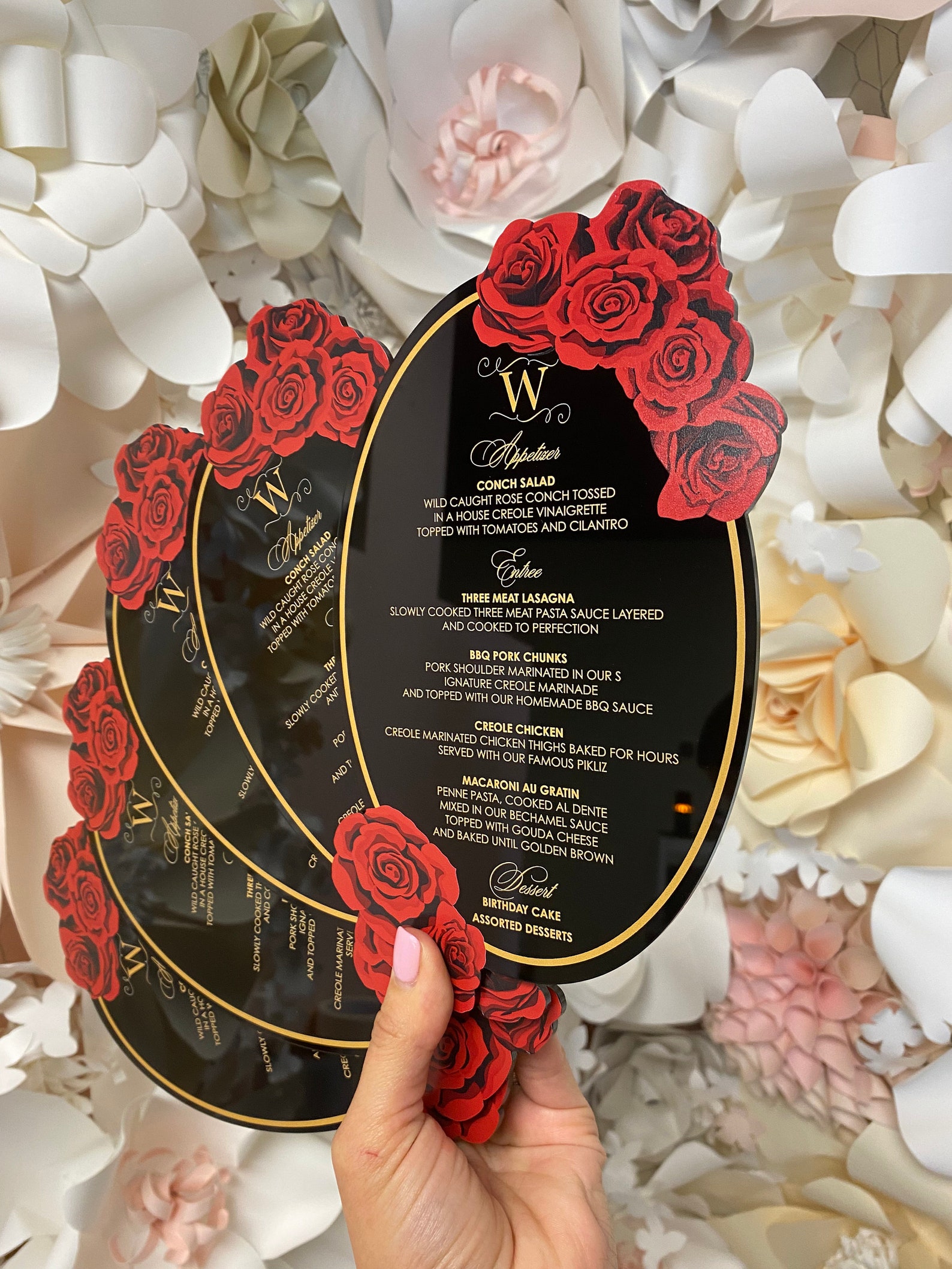 Acrylic Menu/ Black and Red Roses Menus/ Oversized Menu / - Etsy