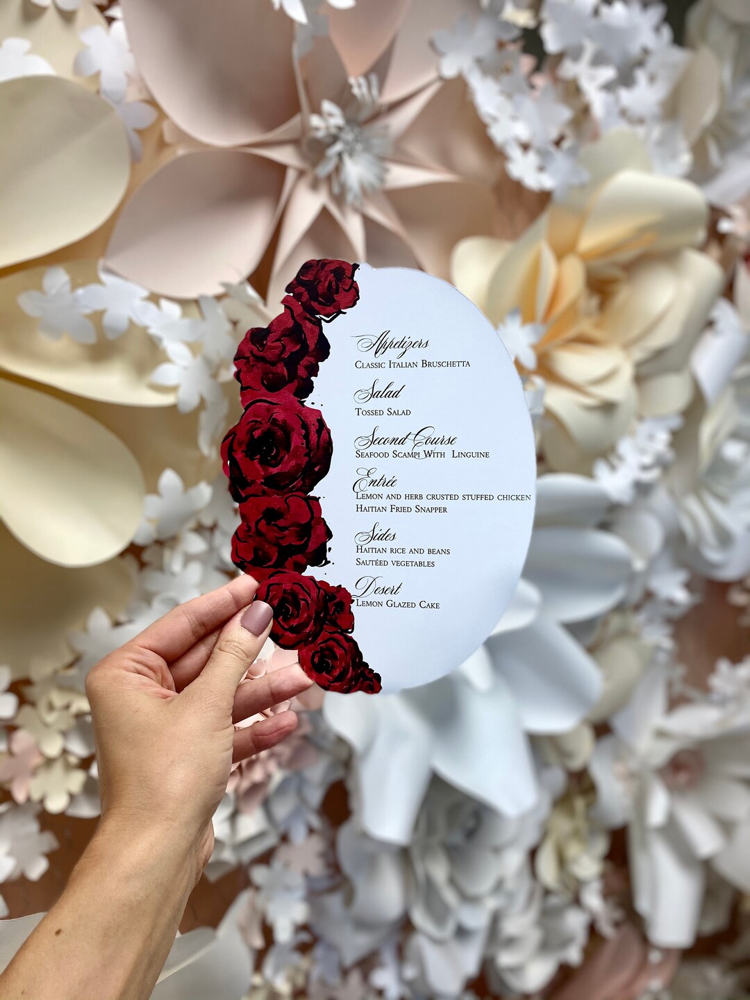 Red Watercolor Roses Menu/ Watercolor Menu / Red & Gold Foil Menu - Etsy