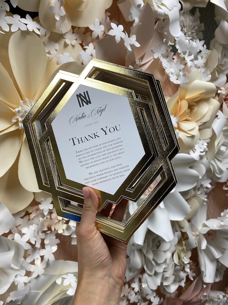 Hexagon Shaped Menu/ Geometric Shape Menus/ White and Gold - Etsy