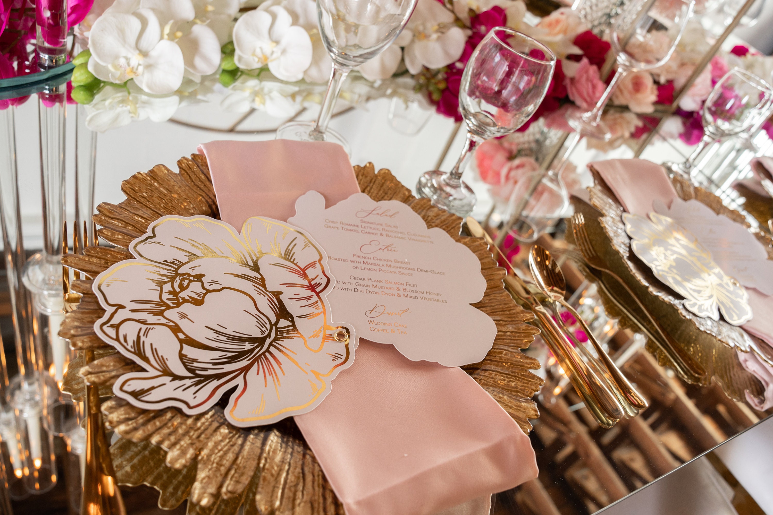 Gold Foil Flower Menu, Elegant Wedding Table Decor - Etsy