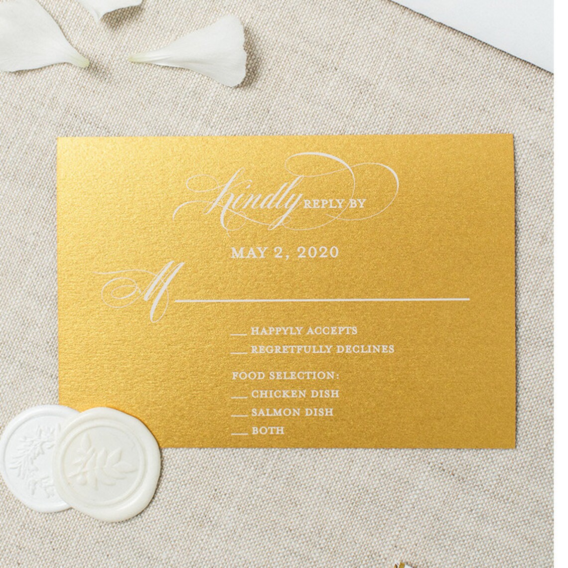 Gold Mirrored Acrylic Wedding Invitation | White Ink, RSVP - Etsy