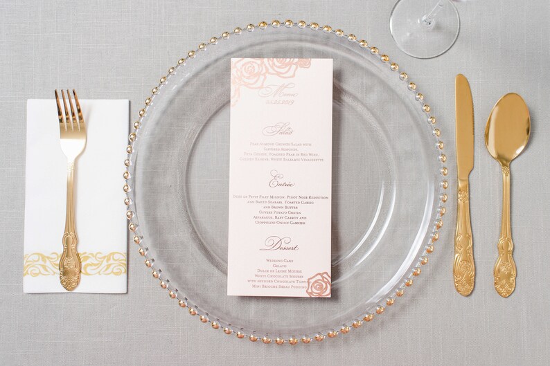 Rose Gold Roses Menu/ Blush Menu/ Wedding Menu/ Reception - Etsy
