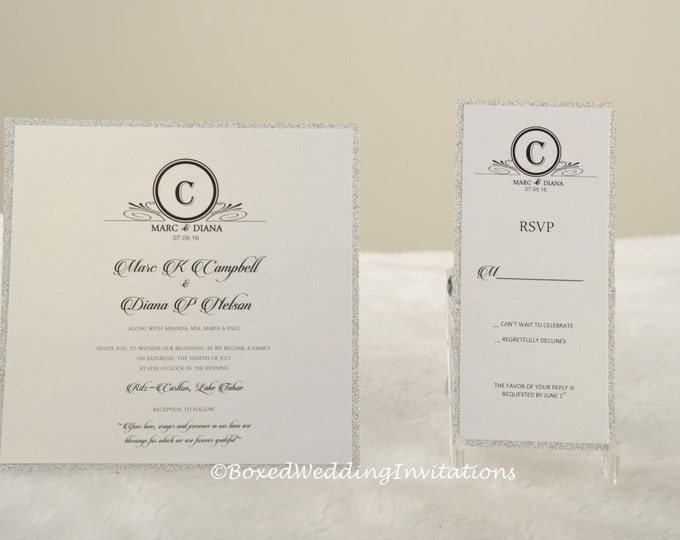 Gold Glitter Wedding Invitation Card - Etsy
