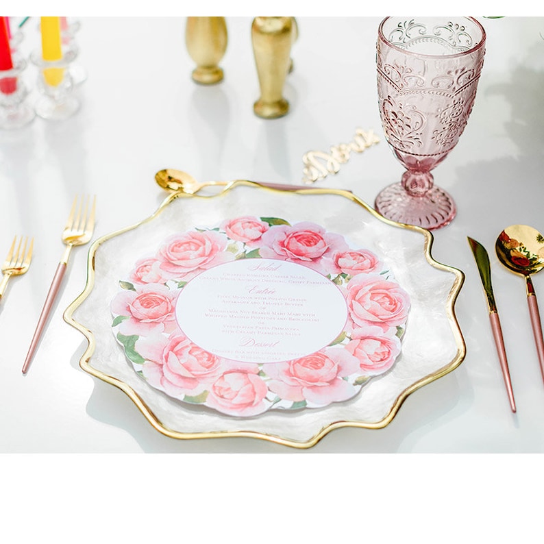 Roses Menu Design / Oversized Menu / Pink Menu / Bridal Shower - Etsy
