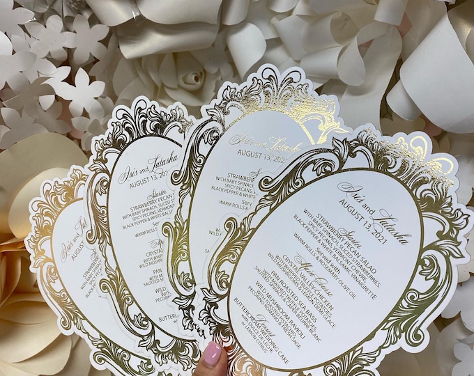 Gold Foil Menu / Gold and Black Menu / Round Menu / Circular - Etsy