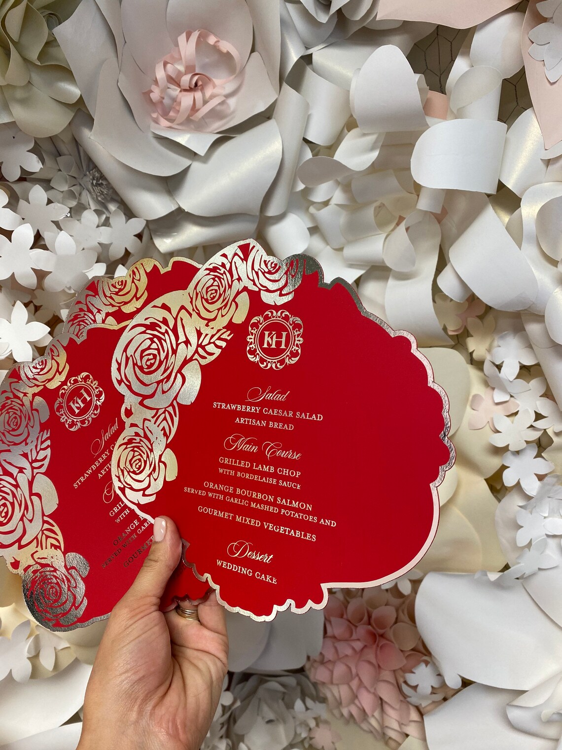 Red & Silver Menu/ Silver Roses Menu / Red Menu / Luxury Menu / Wedding ...