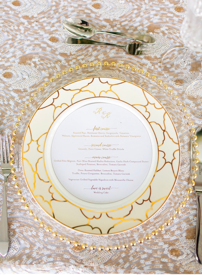 Round Menu/ Gold Foil Menu/ Minimalistic Menu - Etsy