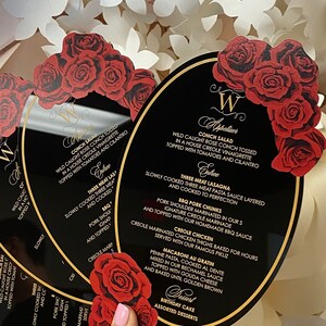 Acrylic Menu/ Black and Red Roses Menus/ Oversized Menu / Modern Menu ...