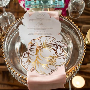 Gold Foil Flower Menu | Die-cut Wedding Menu, Bridal Shower - Etsy