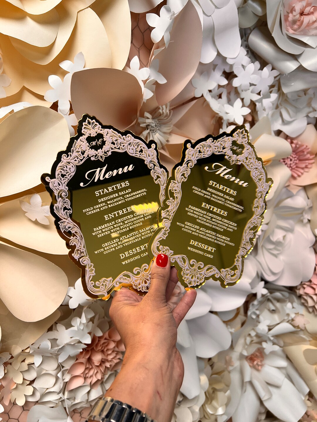 Elegant and Luxurious Gold Mirror Acrylic Menus / Gold Mirror Acrylic ...