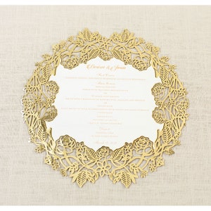 Gold Lasercut Menu/ Round Menu/ Reception Menu / Wedding Menu / Gold ...