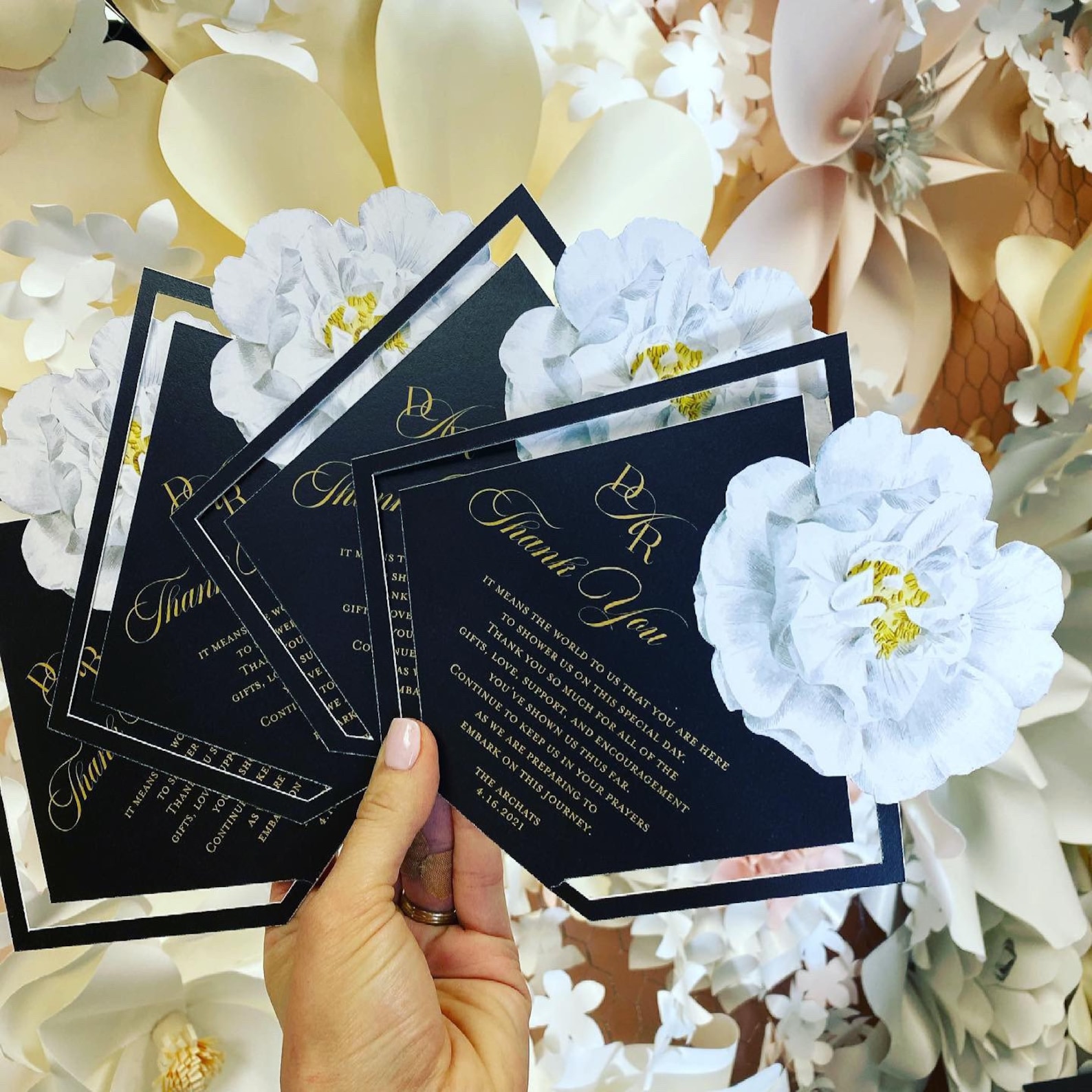 Gold Foil Menu Card With White Flower Detail (5x9) - Etsy
