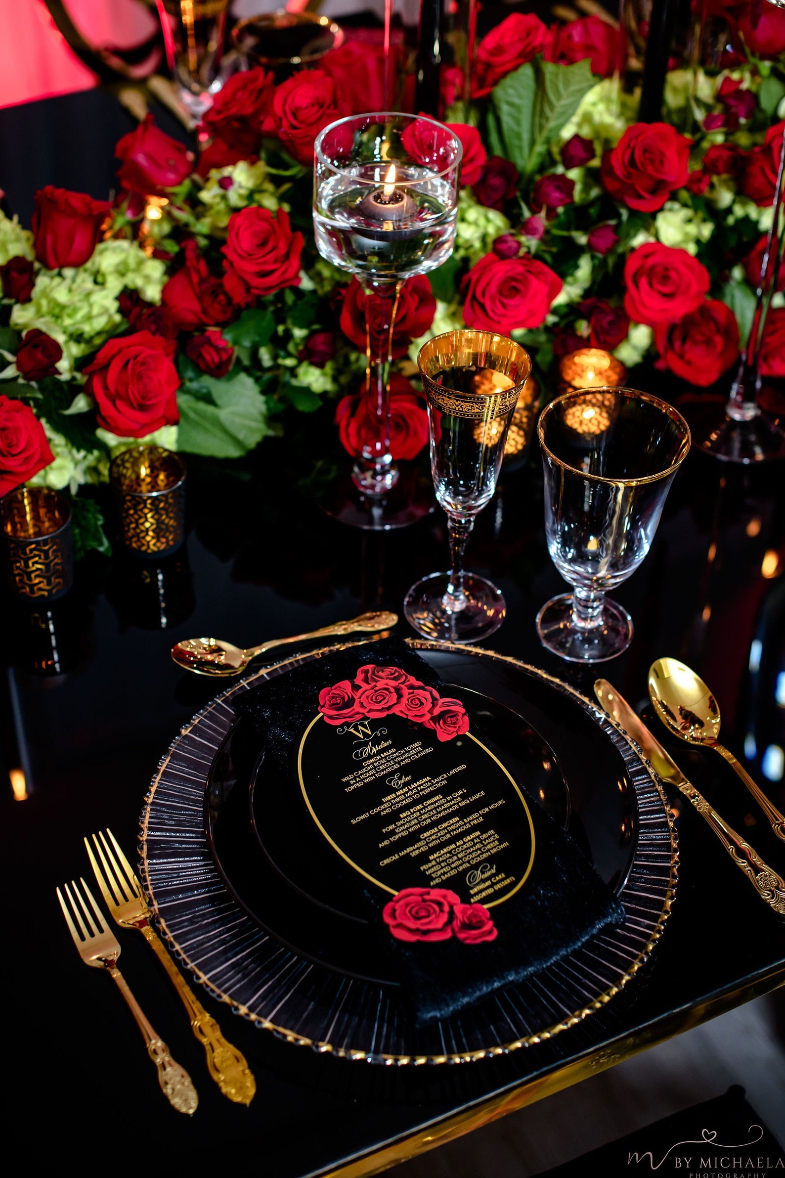 Acrylic Menu/ Black and Red Roses Menus/ Oversized Menu / - Etsy