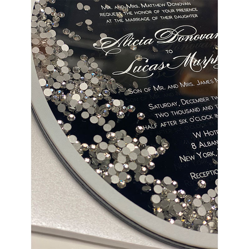 3D Crystals Acrylic Wedding Invitation, Elegant Black Tie - Etsy