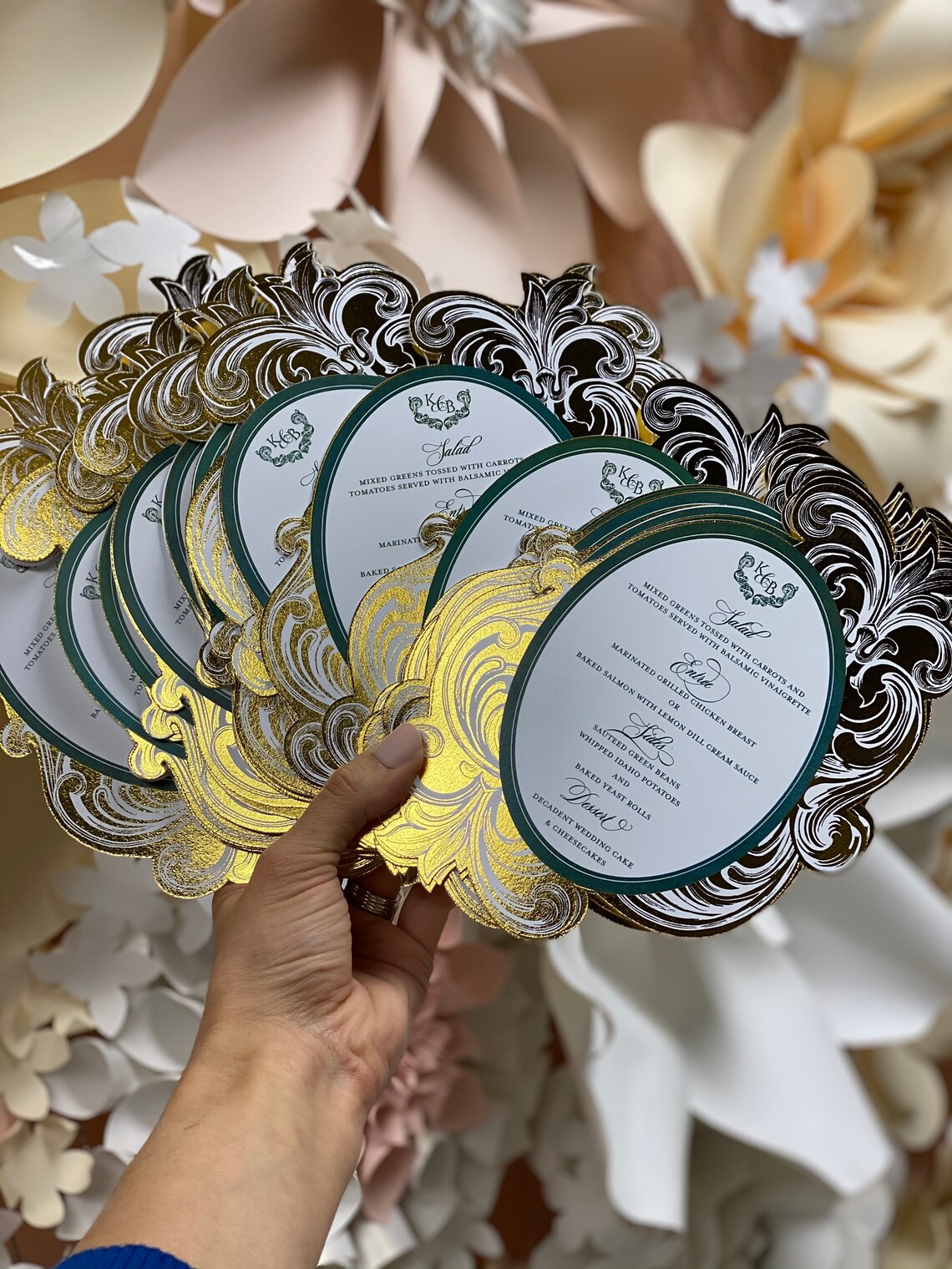 Highly Customized Menus/ Forest Green & Gold Foil Menus/ Fancy - Etsy