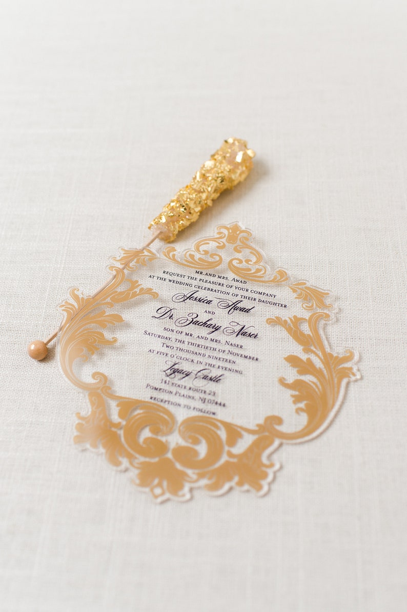 Clear Acrylic Royal Cut Invitation & Custom Envelope / Gold | Etsy