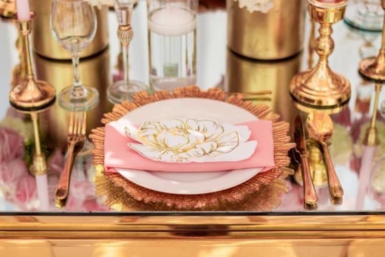 Flower Wedding Menu in Gold Foil | Fan Style Bridal Shower Menu ...