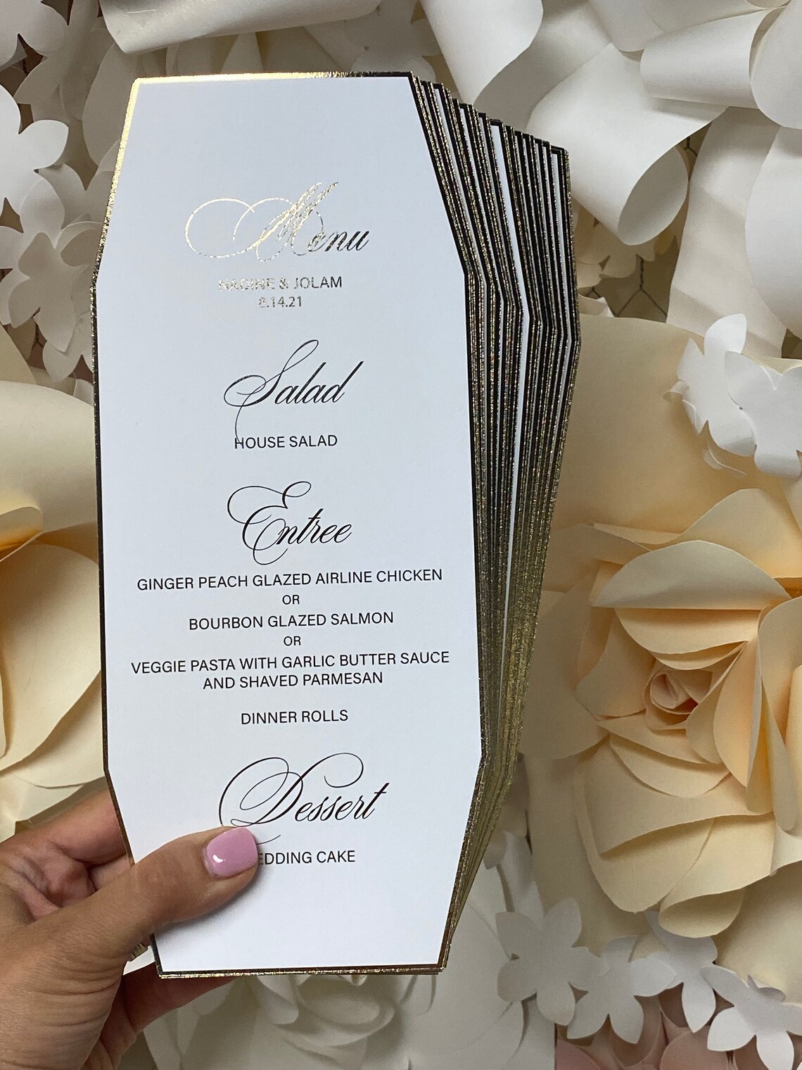 Geometric Gold Foil Menu / White and Gold Foil Menu/ Luxury | Etsy