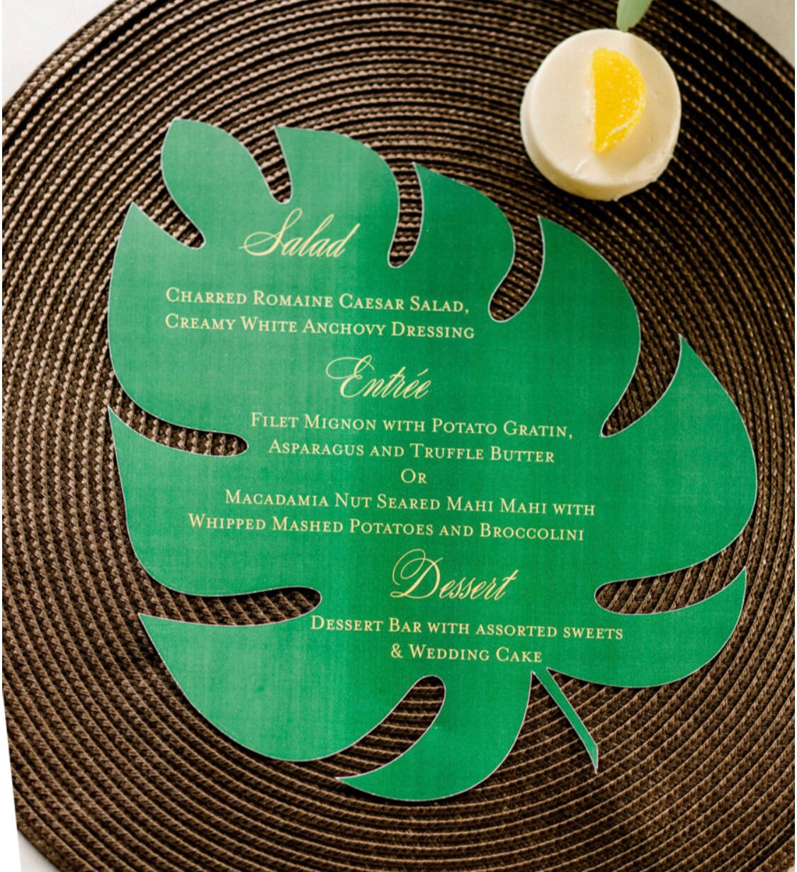 Palmtree Leaf Menu/ Green Menu / Destination Wedding Menu/ | Etsy