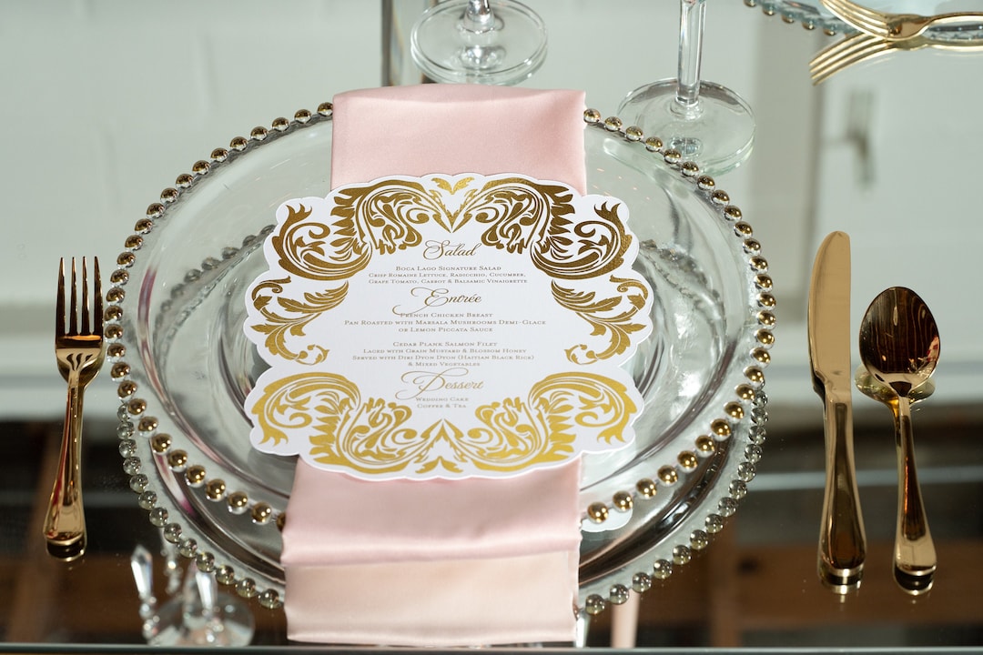 Gold Foil Die Cut Menu, Luxury Wedding Stationery - Etsy