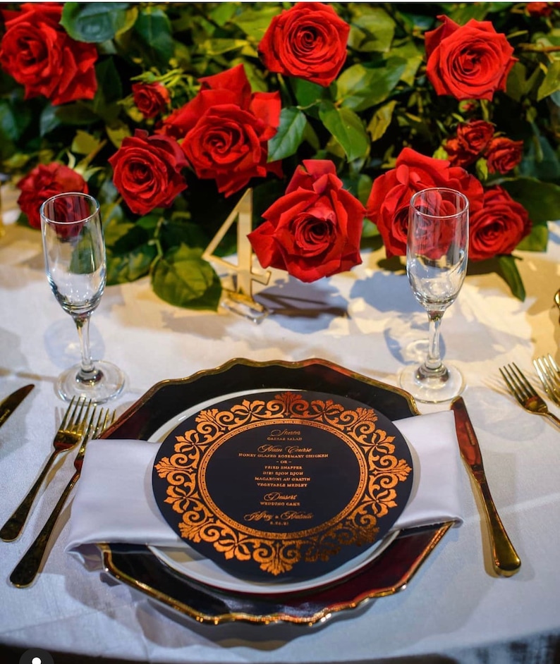 Gold Foil Menu / Gold and Black Menu / Round Menu / Circular Menu - Etsy