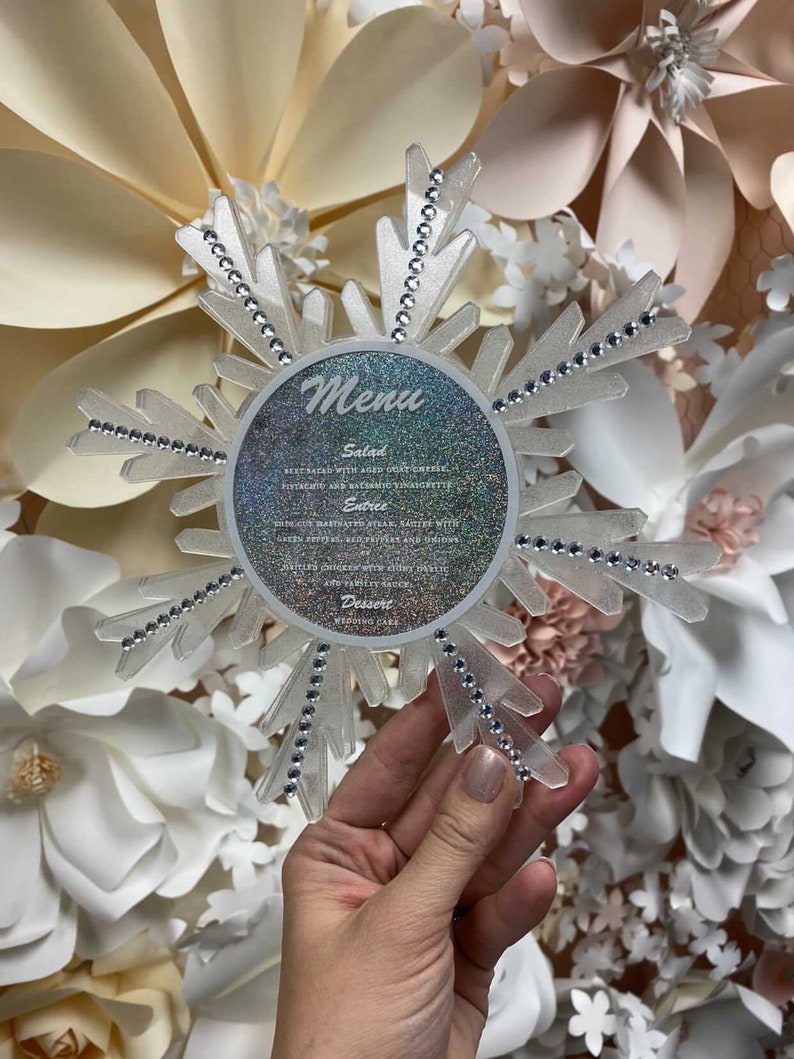 Snowflake Menu/ Winter Menu / Winter Wedding Menu/ | Etsy