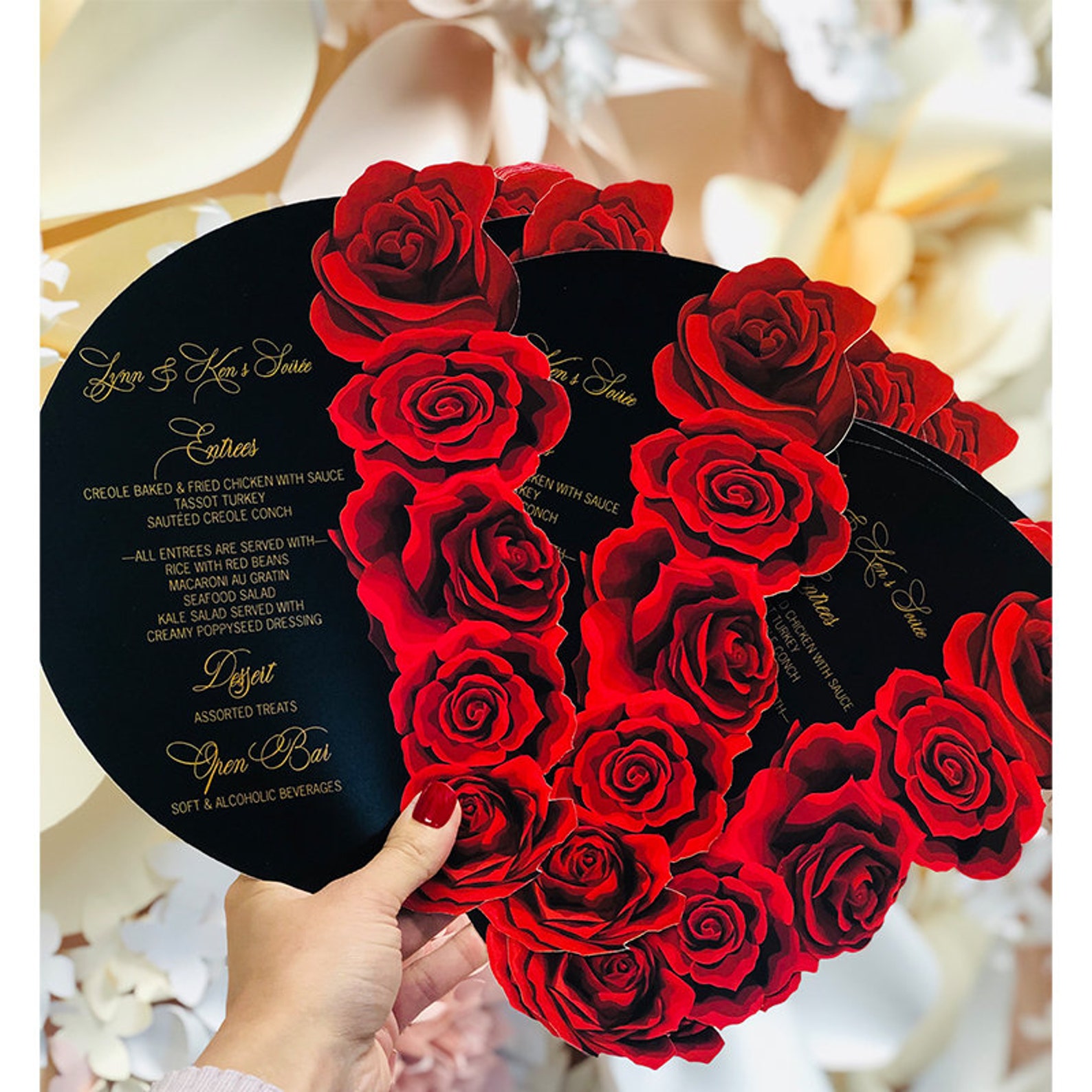 Multicolor Pink Roses Menu / Thank You Card Menu | Etsy