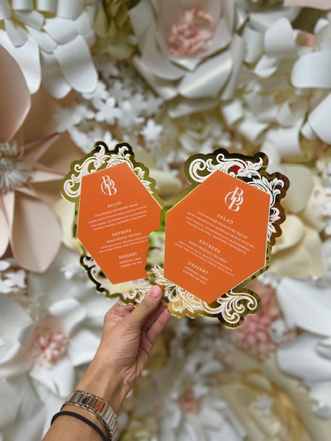 Orange and Gold Acrylic Menu/ Luxury Menu/ Wow Factor Menu/ Orange Die ...