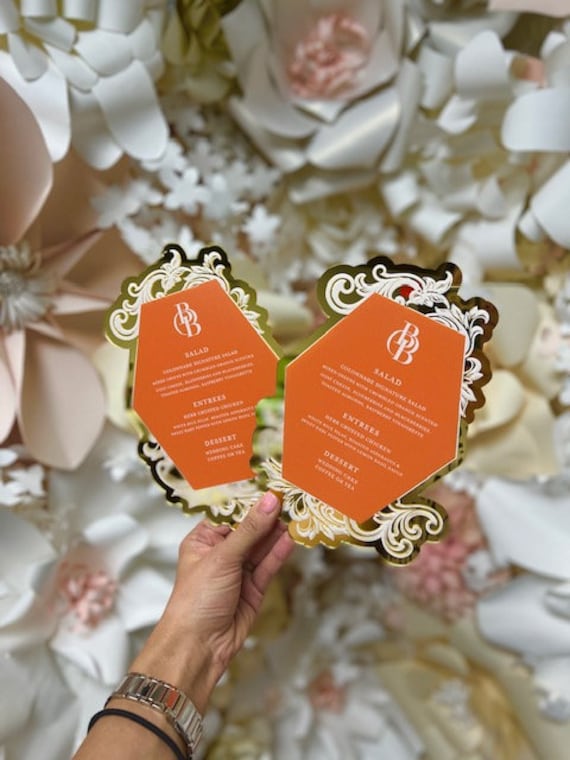 Orange and Gold Acrylic Menu/ Luxury Menu/ Wow Factor Menu/ | Etsy