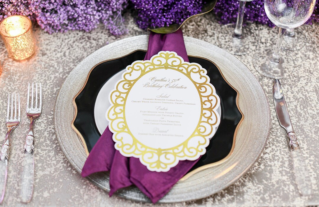 Gold Foil Menu / Wedding Reception Menu / Die Cut Menu / Luxury Menu ...