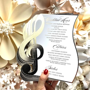 Gold Foil Music Note Wedding Menu, Custom Die Cut Stationery - Etsy