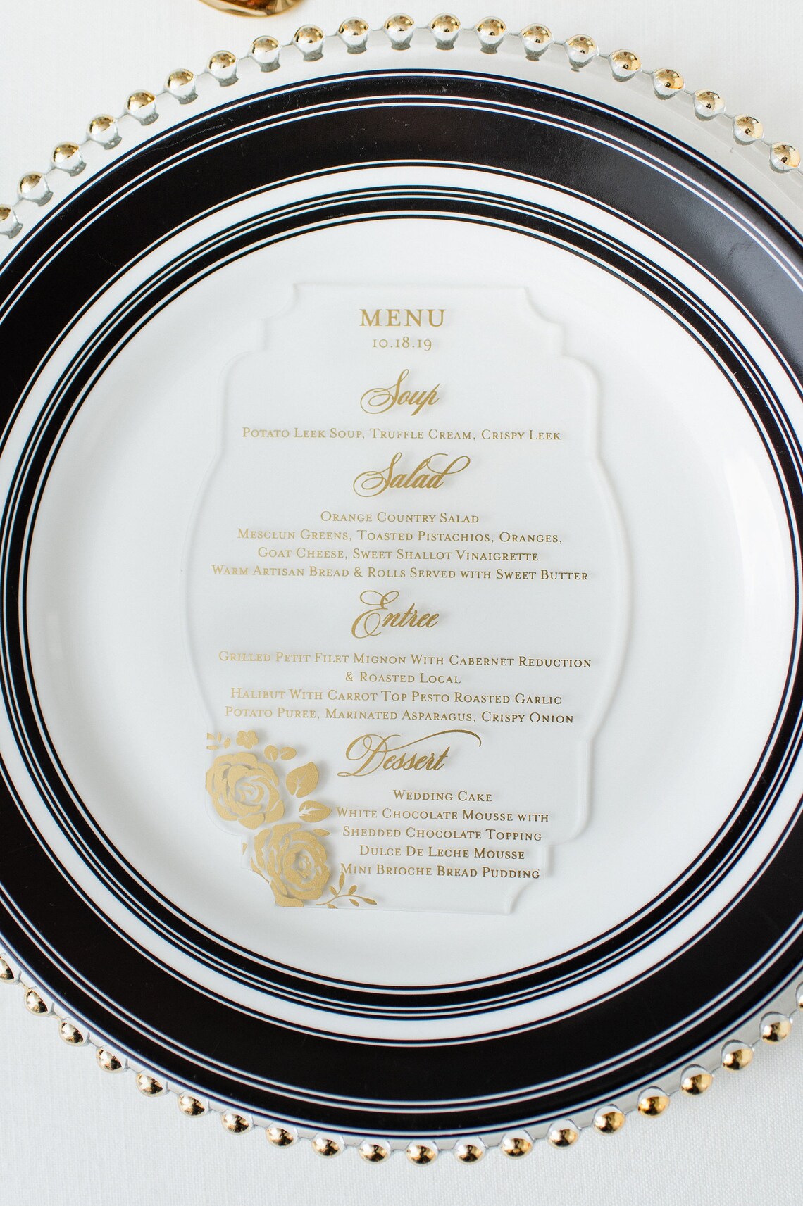 Acrylic Menu/ Clear Acrylic Menu/ Gold Foil Menu - Etsy