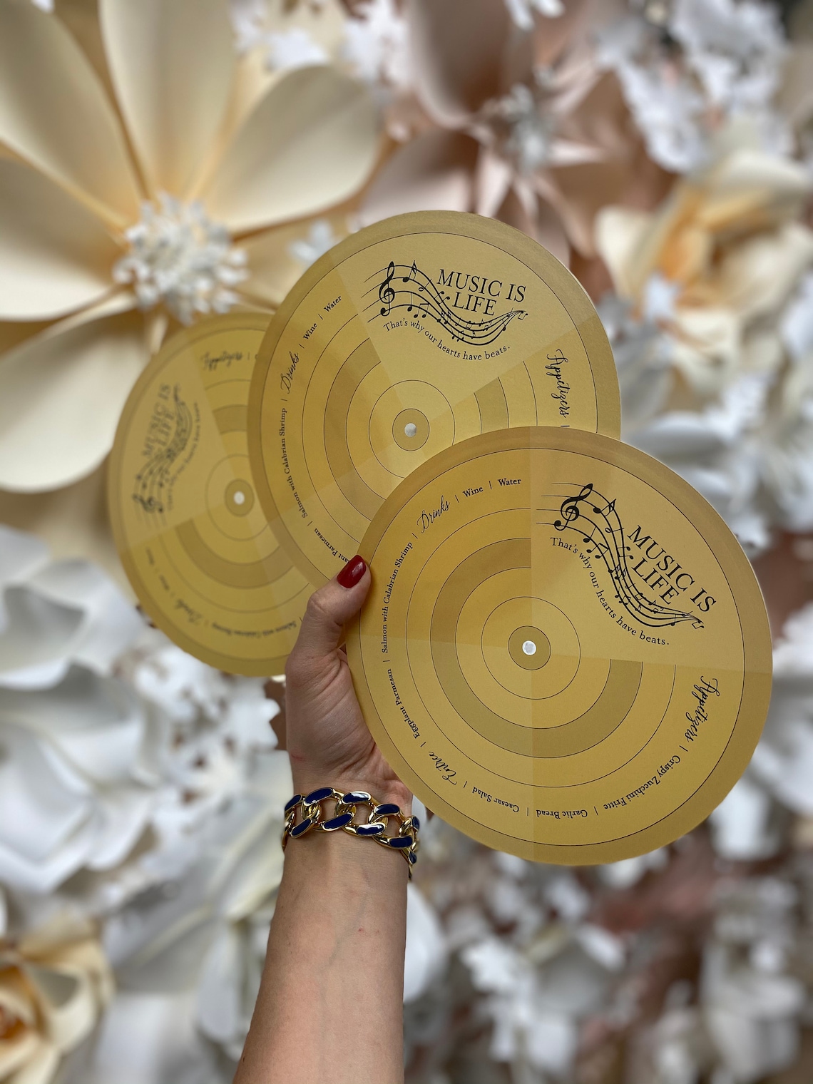 Record Menu | Gold Acrylic Music-themed Menu | Unique Wedding & Event ...