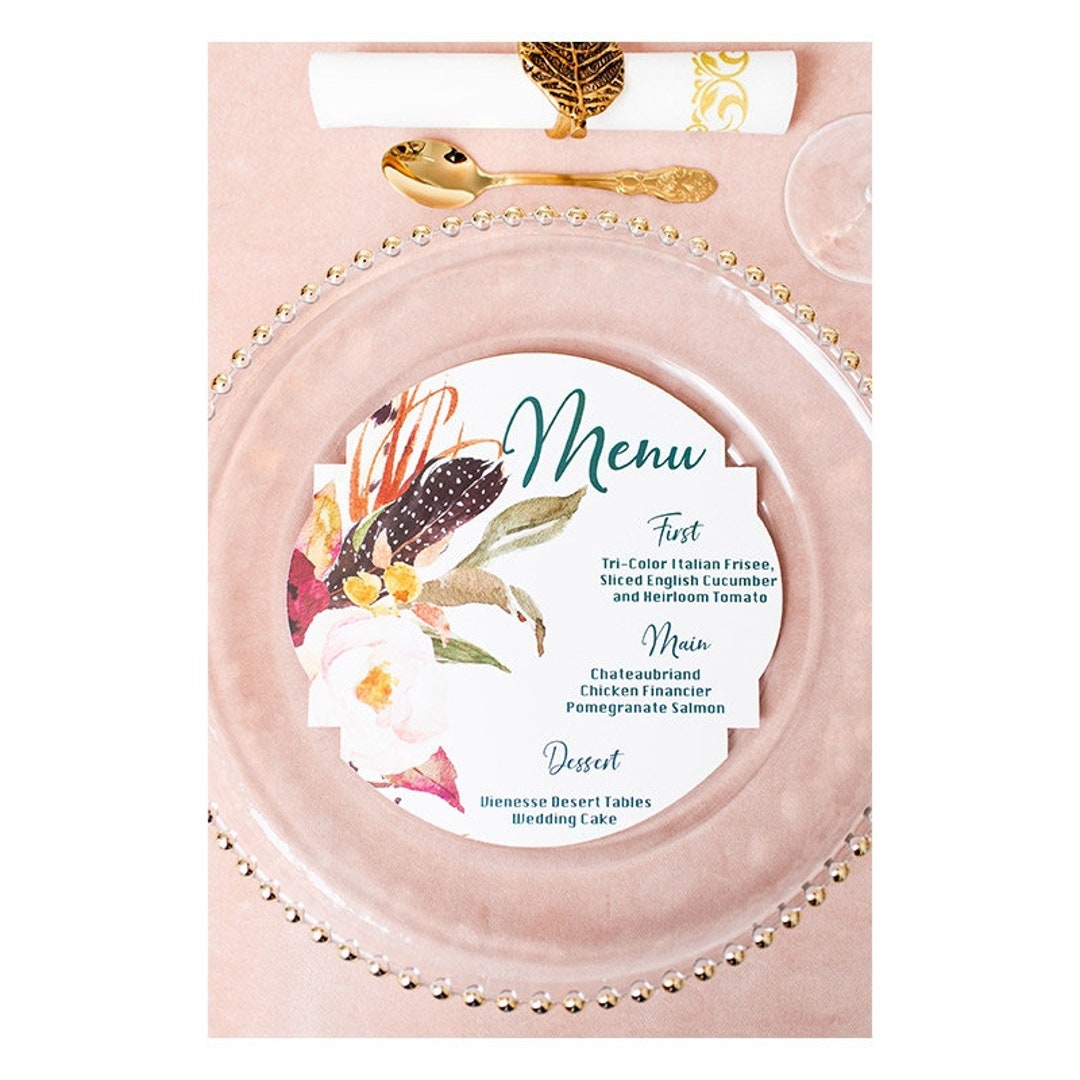 Bohemian Menu/ Boho Menu/ Wedding Menu/ Reception Menu/ Birthday Menu ...