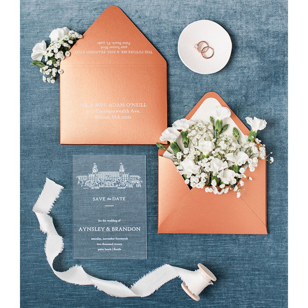 Clear Acrylic & Copper Envelope/ Boxed Envelope/ Clear Acrylic and ...