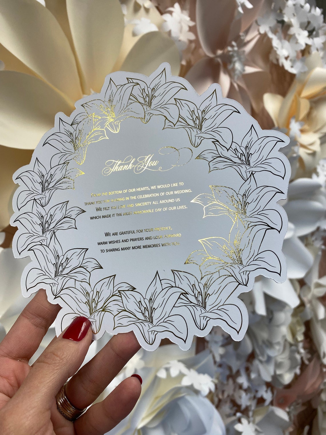 Lily Menu / White and Gold Menu / Floral Menu / Die Cut Menu | Etsy