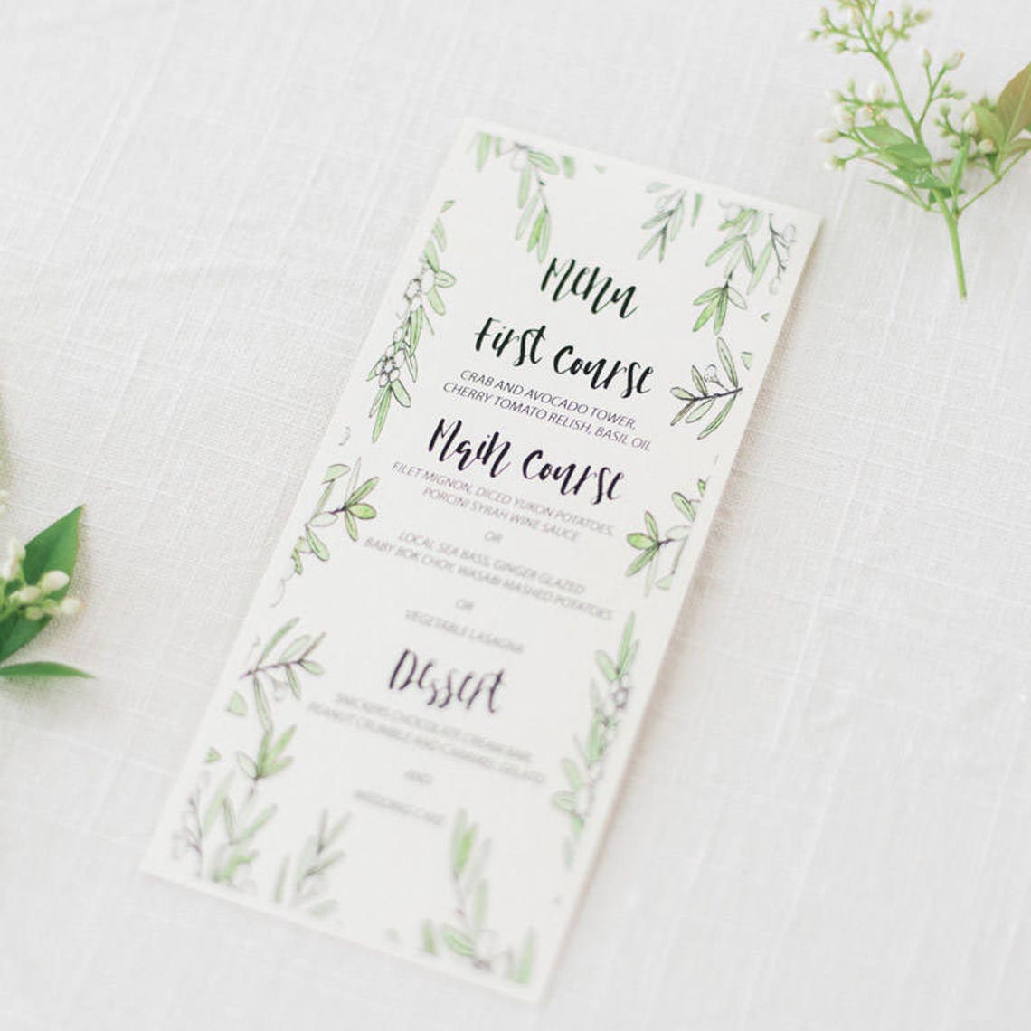 Greenery Invitation Card/greenery Reception Card/leaf - Etsy