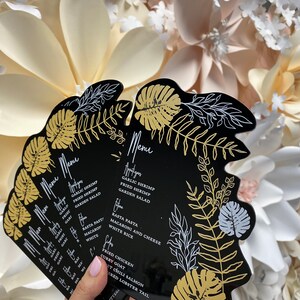 Black Acrylic Menu/ Gold Ink/ Wedding Menu/ - Etsy