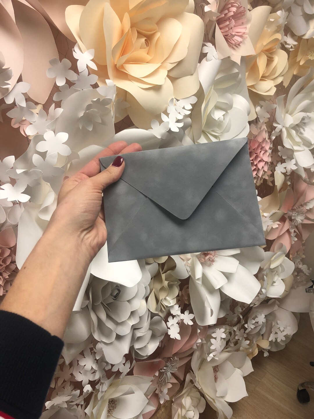 Suede Envelopes/ Gray Green Envelopes / Custom Envelopes / Die Cut ...