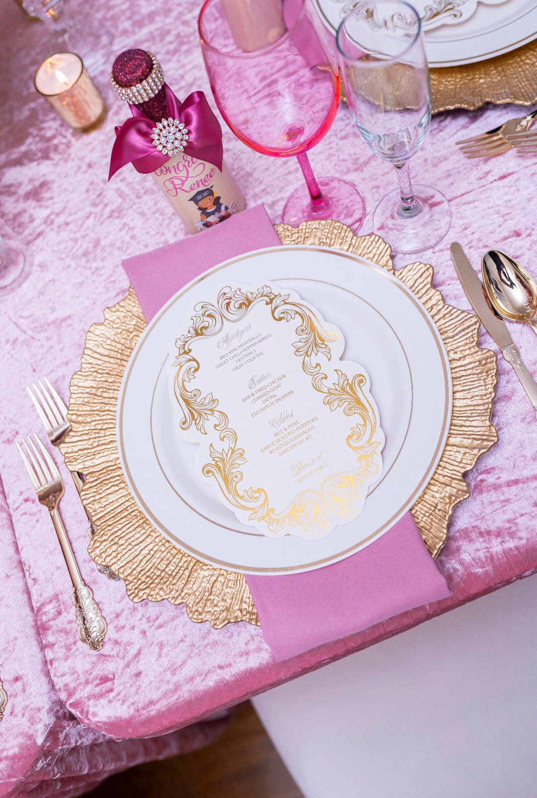 Gold Foil Wedding Menu | Luxury Reception Table Decor - Etsy