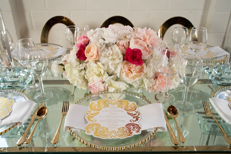 Gold Foil Menu / White and Gold Foil Menu/ Die Cut Menu / | Etsy