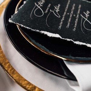 Black Handmade Paper Menus / Black Cotton Paper Menus / Deckle Edge ...