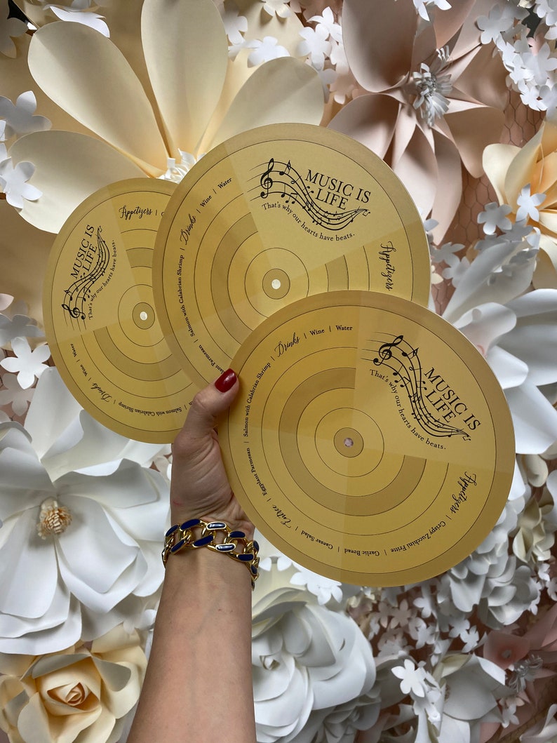 Musical Menu / Record Menu / Acrylic Menu / Music is Life Menu - Etsy