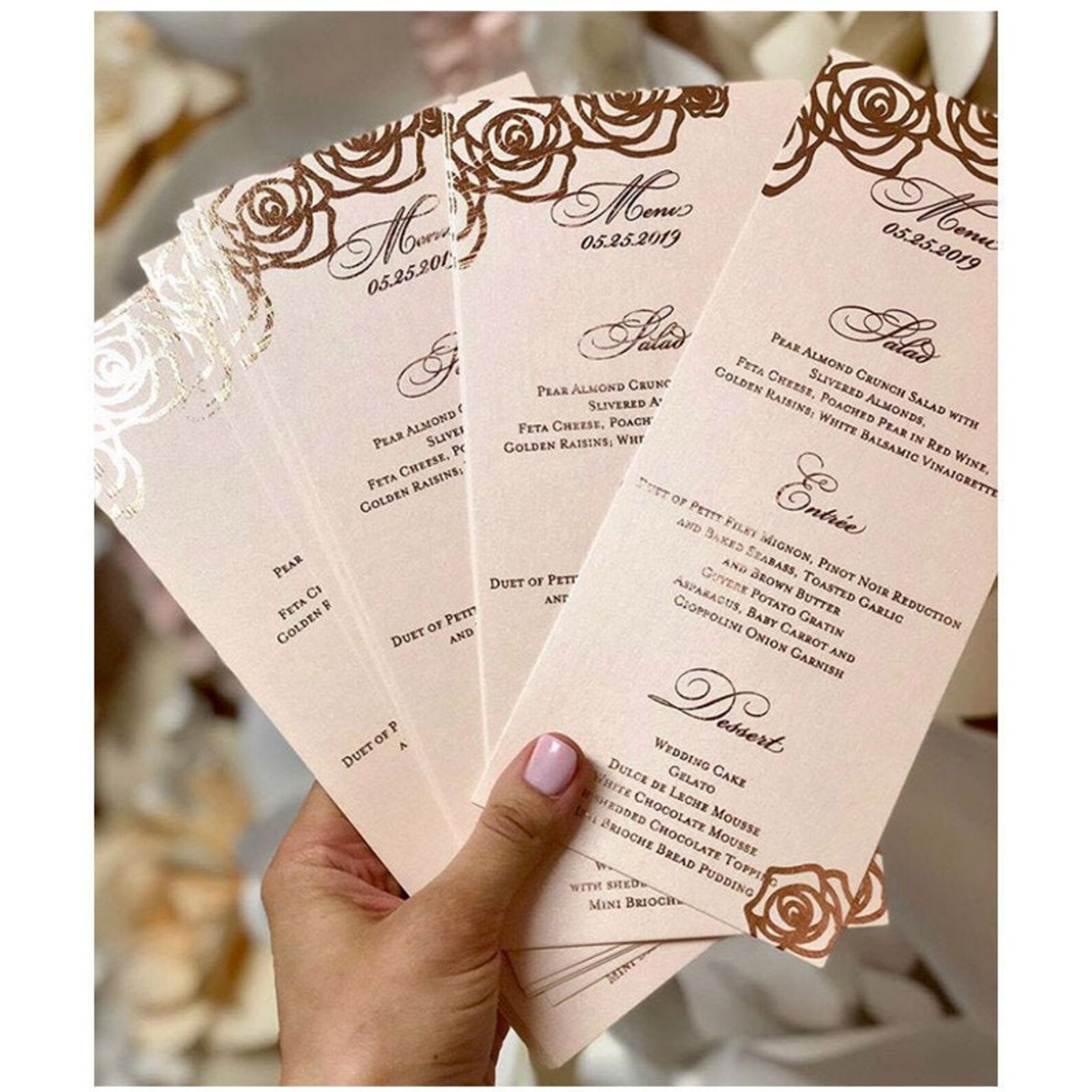 Rose Gold Roses Menu/ Blush Menu/ Wedding Menu/ Reception - Etsy