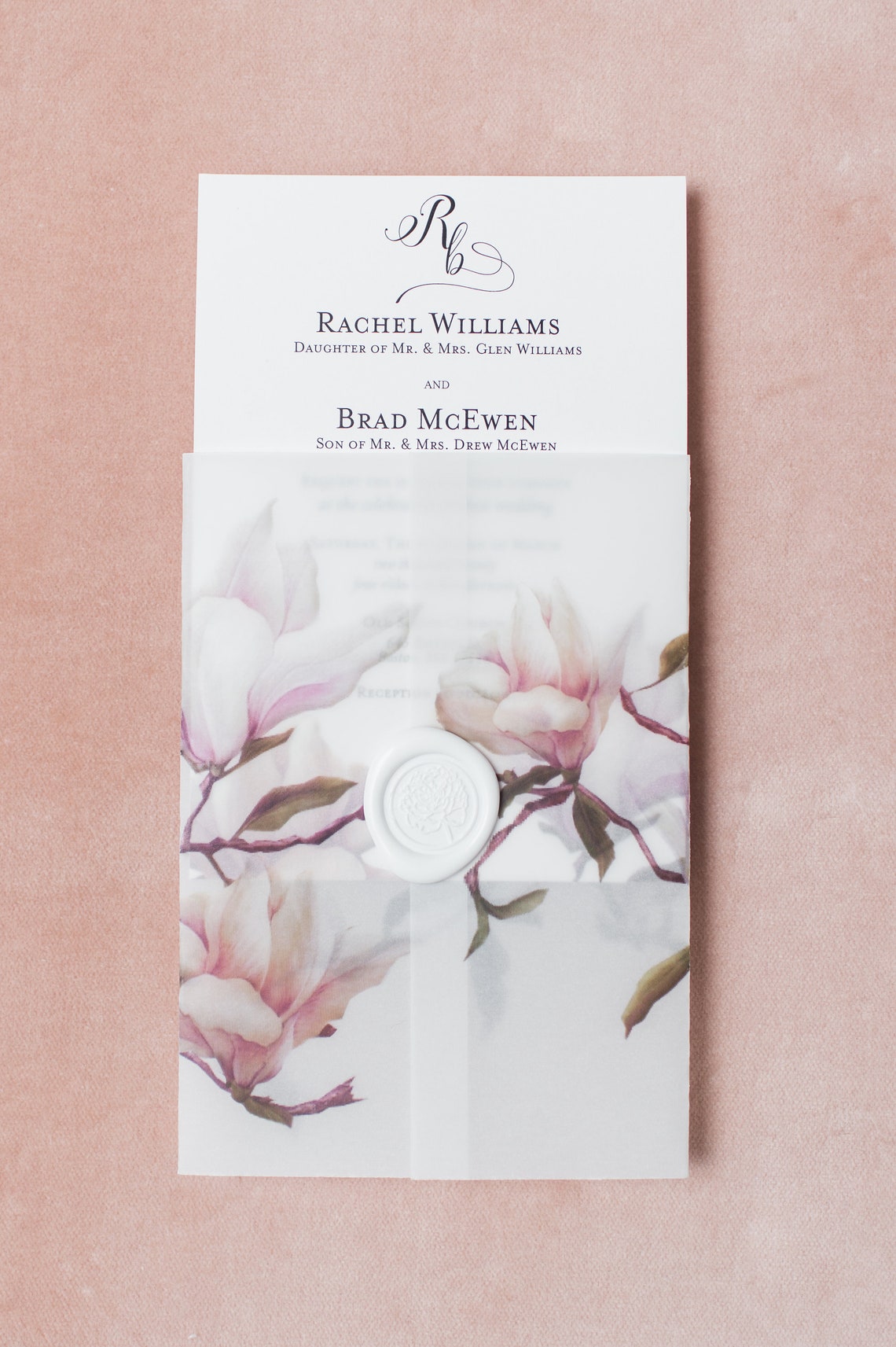 Magnolia Wedding Invitations/ Floral Wedding Invitations/ - Etsy