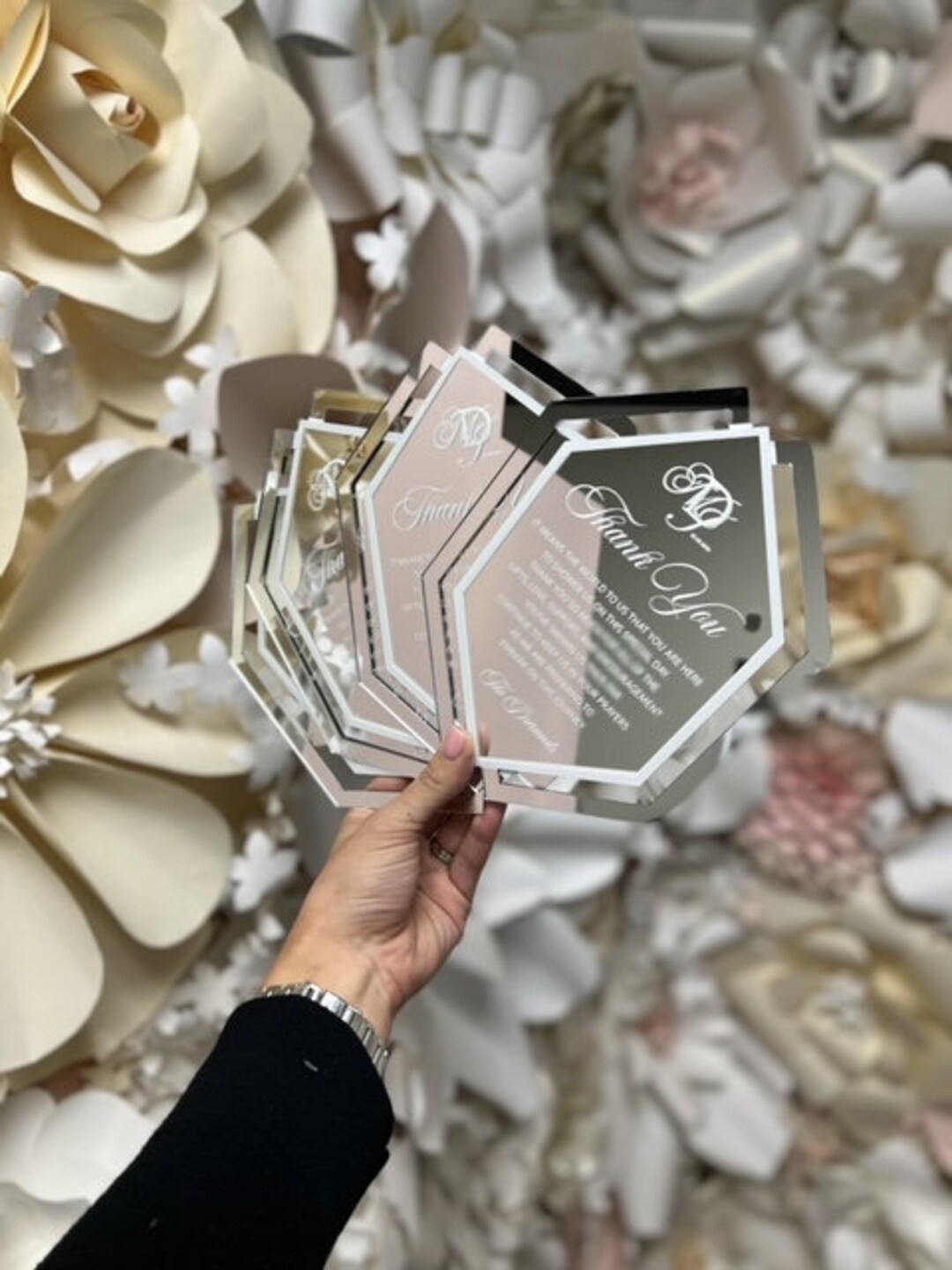 Silver Mirror Acrylic Menu/silver Menu/ Geometric Silver Mirrored ...