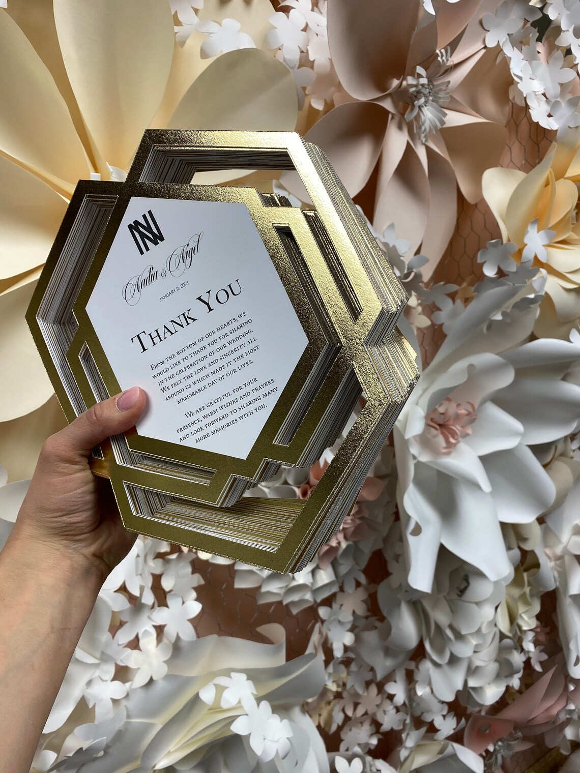 Hexagon Shaped Menu/ Geometric Shape Menus/ White and Gold - Etsy