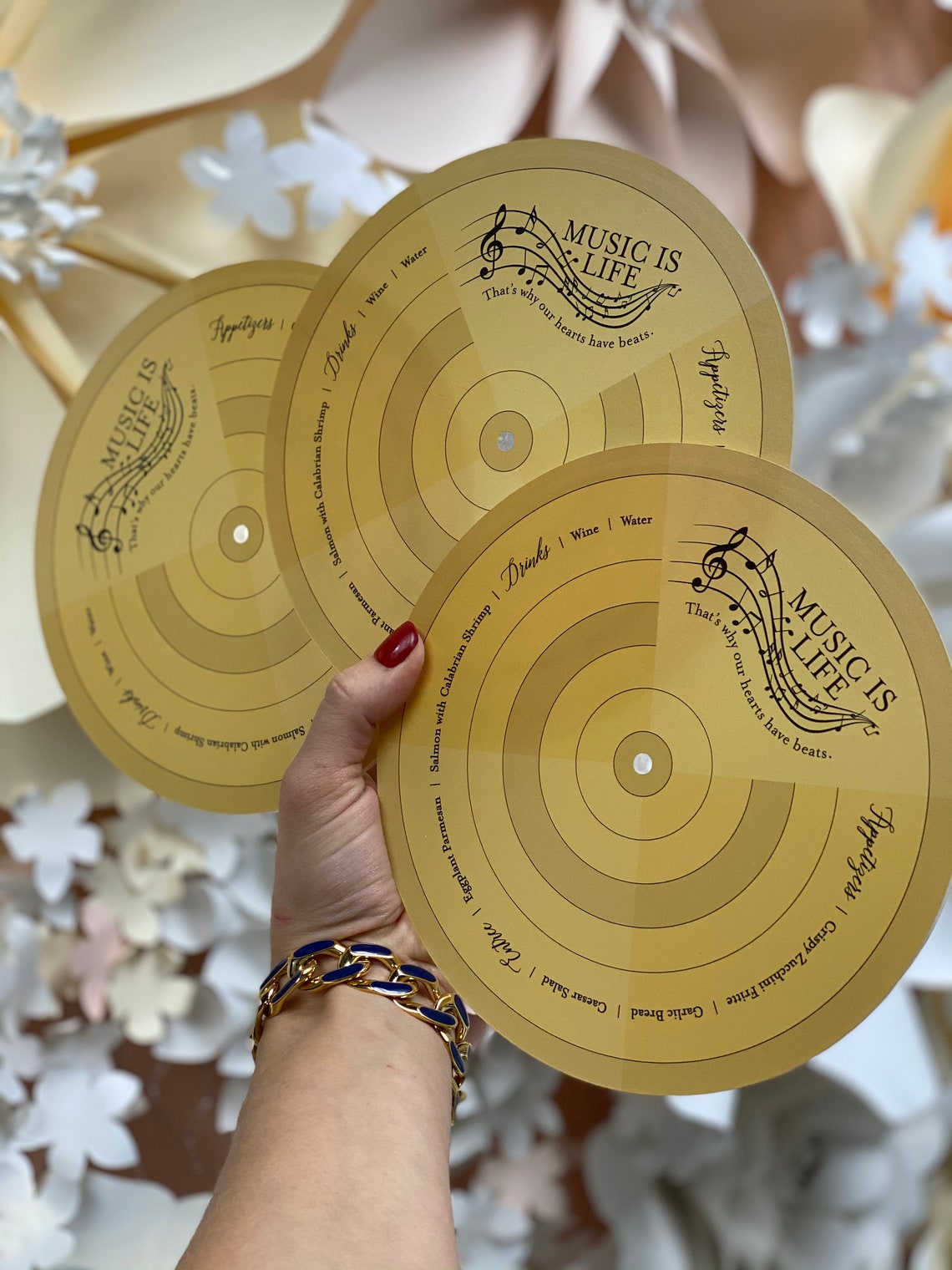 Record Menu | Gold Acrylic Music-themed Menu | Unique Wedding & Event ...